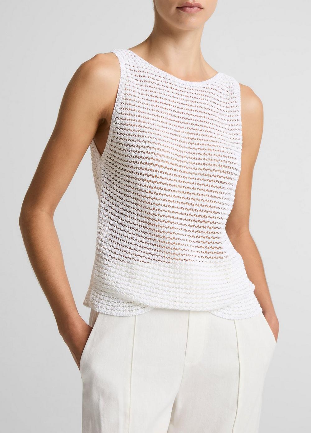 VINCE Vince Italian Cotton-Blend Corded Knit Boatneck Tank